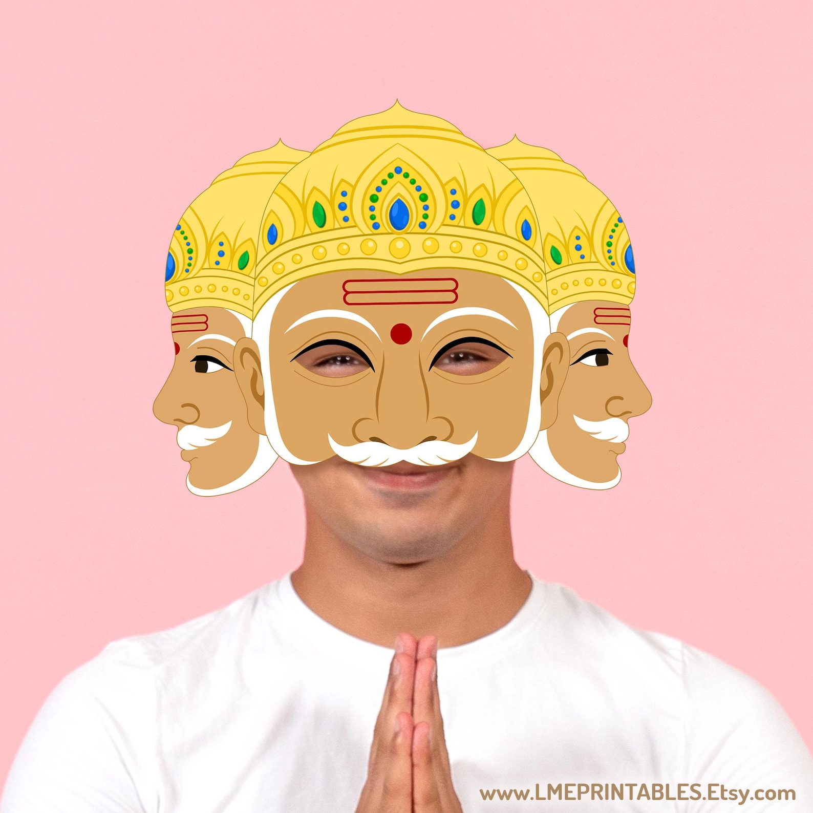 Brahma Mask Printable Lord God Hinduism Halloween Costume Ancient India ...