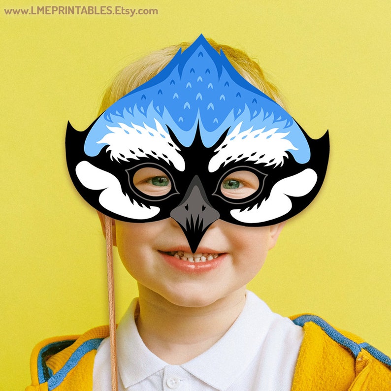 Blue Jay Bird Mask Printable Animal Masks Halloween Costume - Etsy