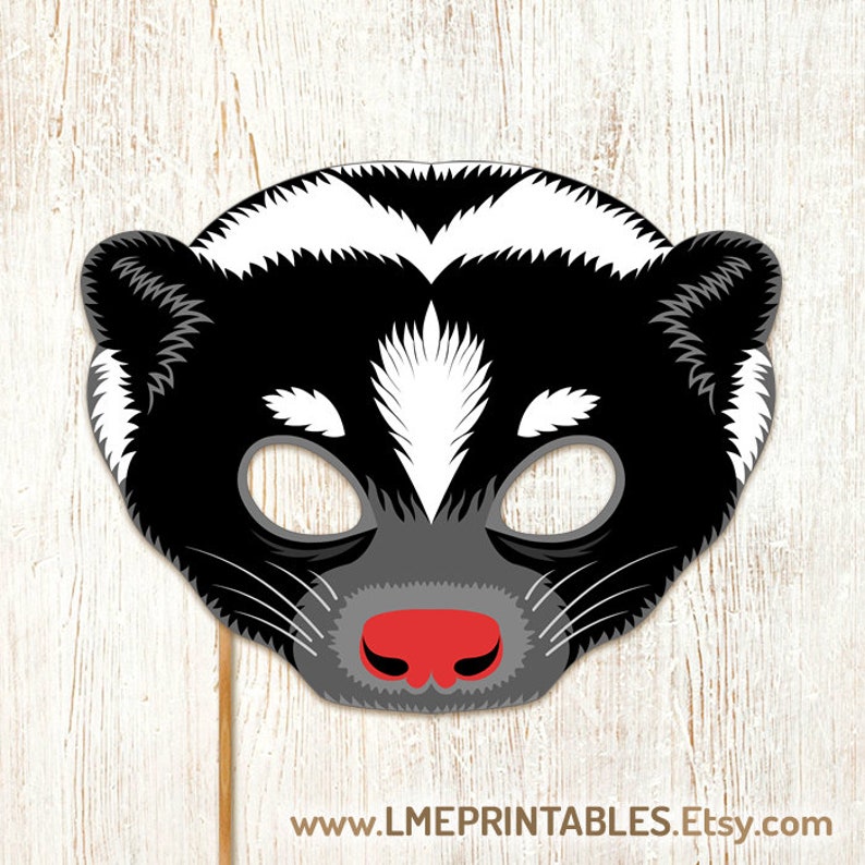 Skunk Mask Printable Halloween Costume Animal Woodland Stink - Etsy