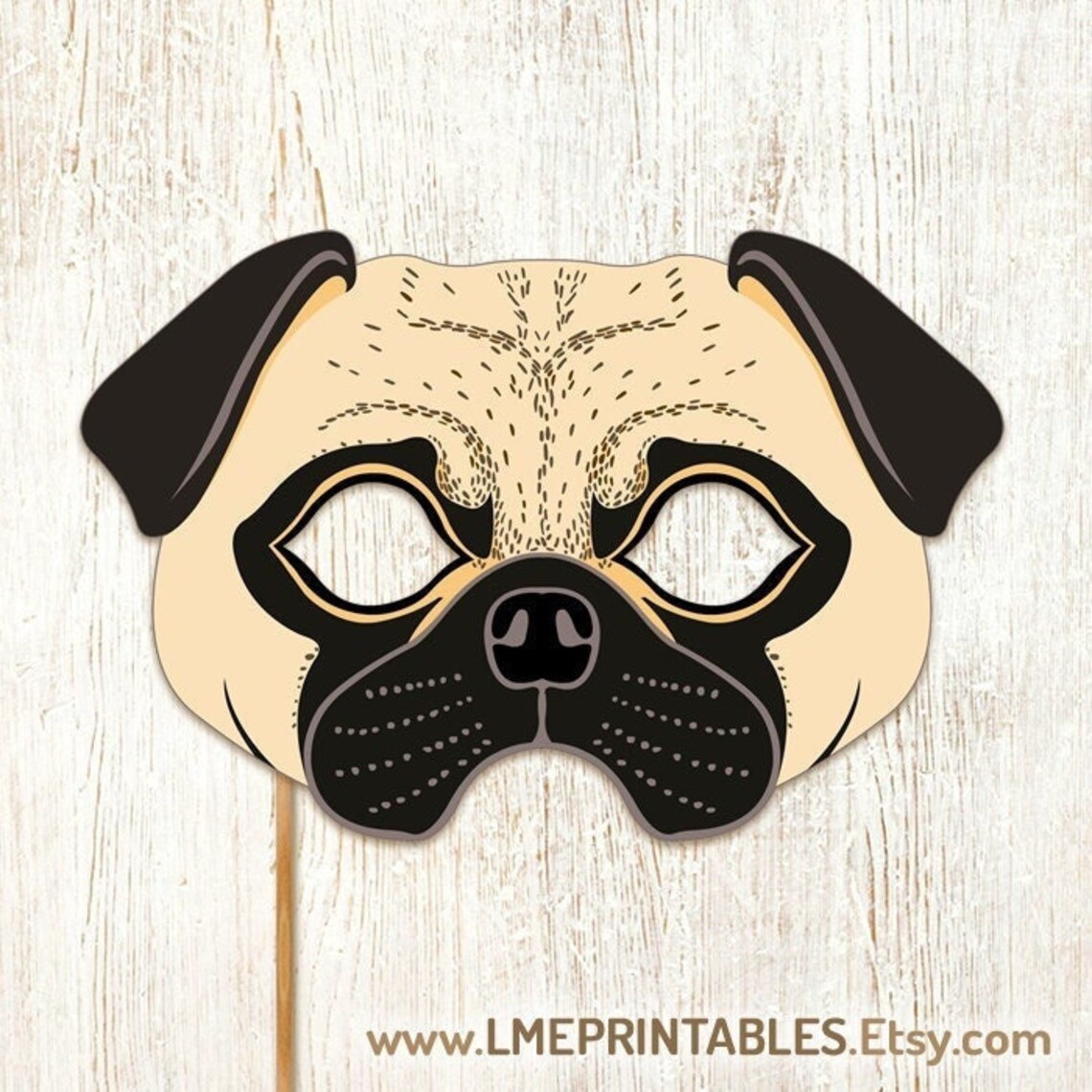 Pug Dog Mask Printable Costume Fawn Carlin Mops (Download Now) - Etsy