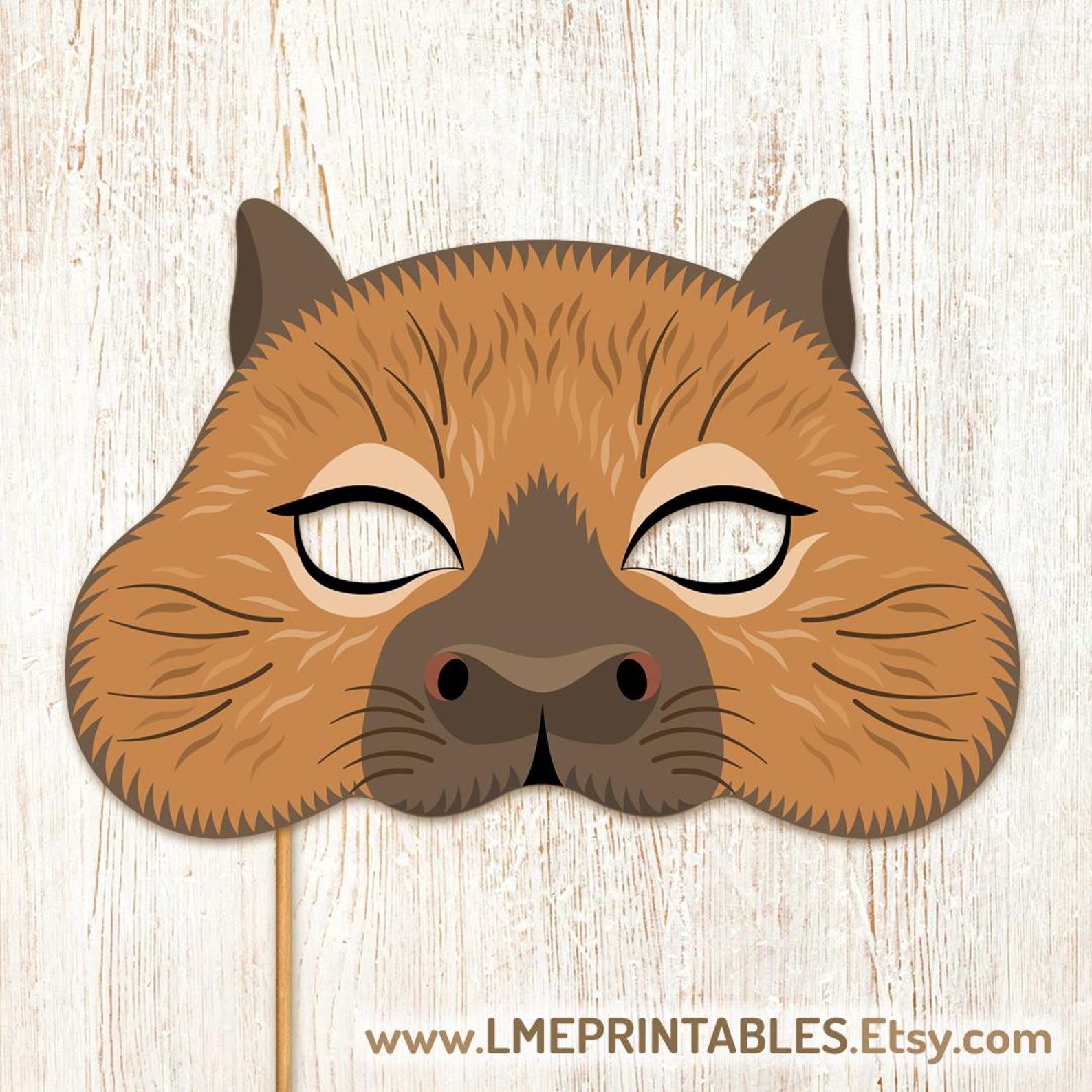 Capybara Printable Mask Castor Costume Forest Animal Halloween Marmot ...