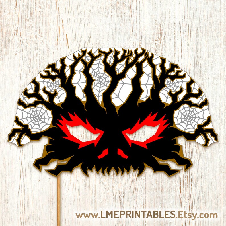 Spooky Tree Mask Printable Halloween Terror Costume Party Skeleton ...