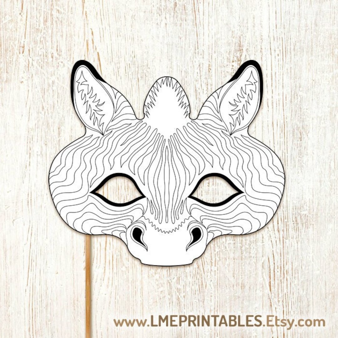 Zebra Coloring Mask Printable Halloween Costume DIY Safari Jungle ...