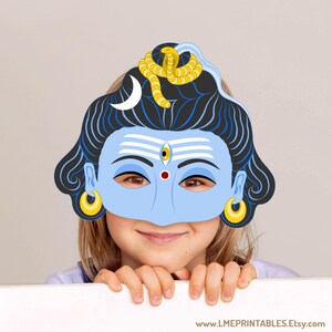 Shiva Mask Printable Lord God Hindu Costume Ancient India Yoga School ...
