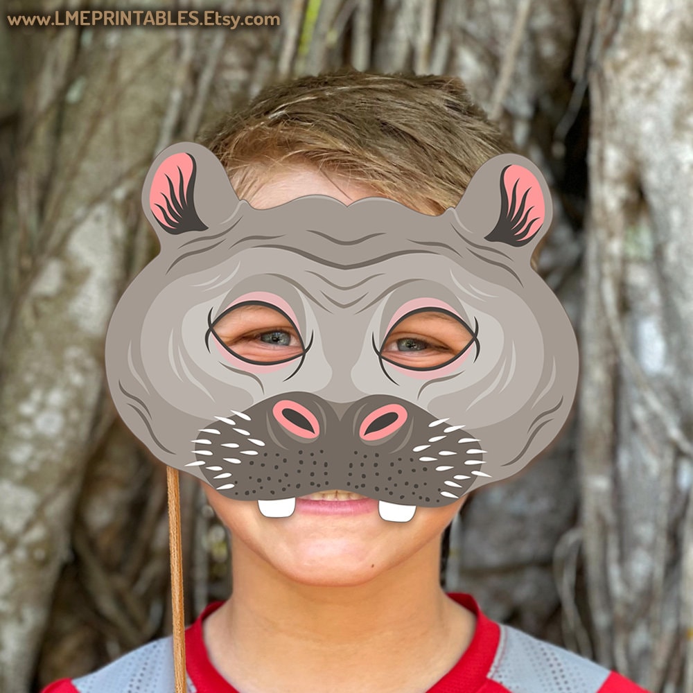 Hippo Printable Mask Hippopotamus Halloween Costume Pool Party - Etsy