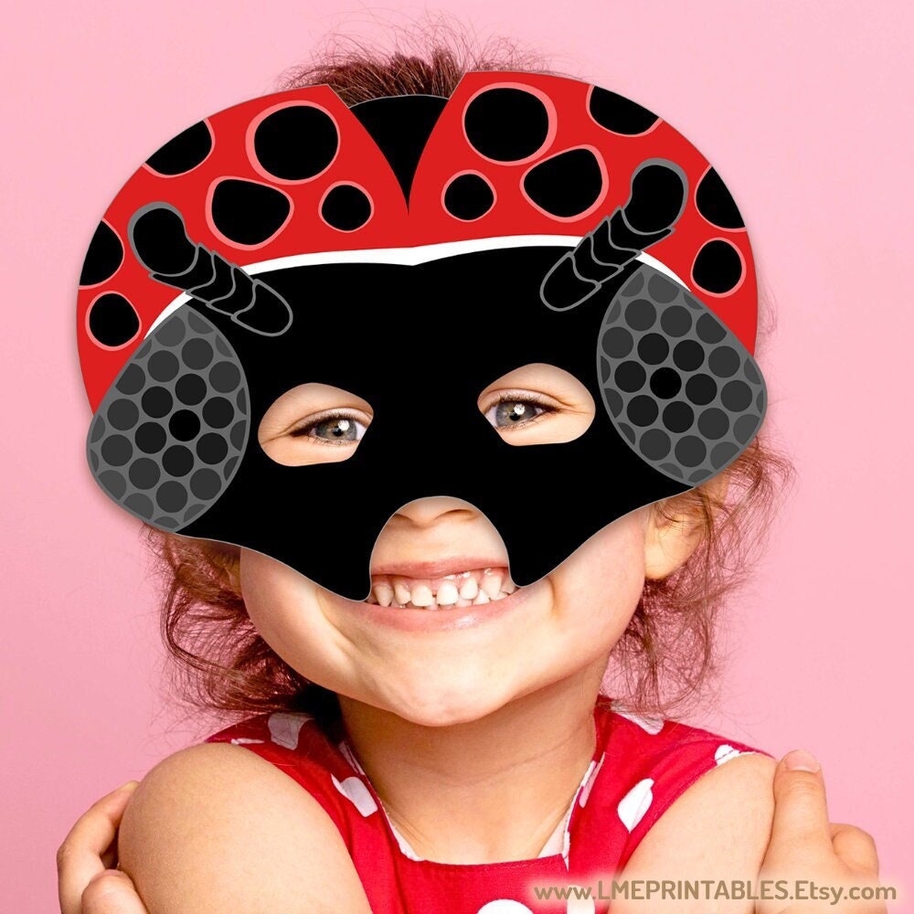 Ladybug Mask Printable Animal Costume Halloween Beetle Bug Ladybird ...