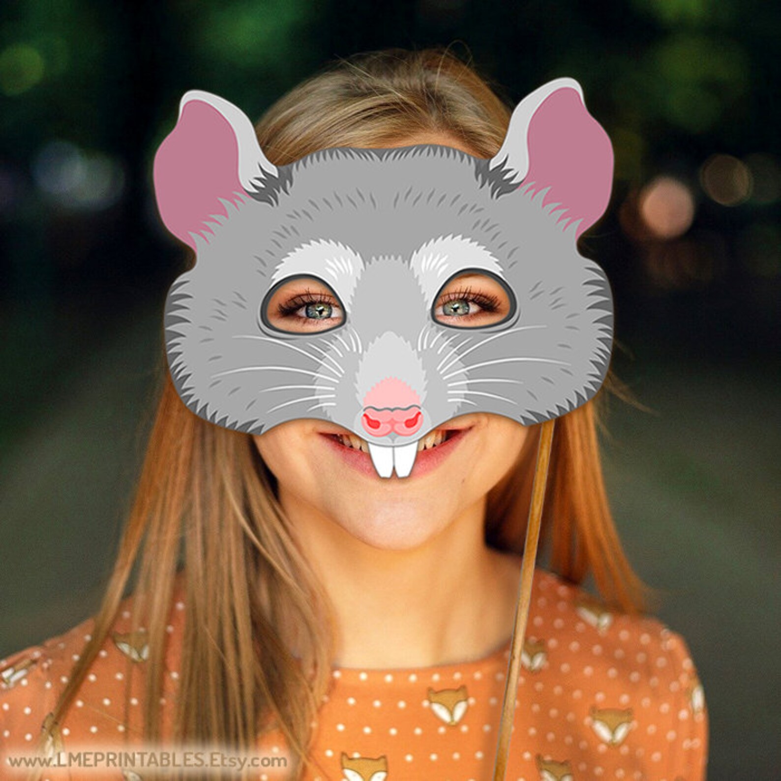 Rat Mask Printable Halloween Costume Animal Mouse Masks Sewer - Etsy