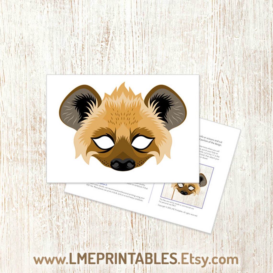 Hyena Mask Printable Animal Masks Halloween Costume Safari - Etsy Australia