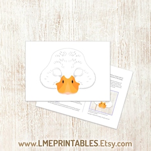 Duck Mask Printable Carnival Costume American Pekin Duck White Bird ...