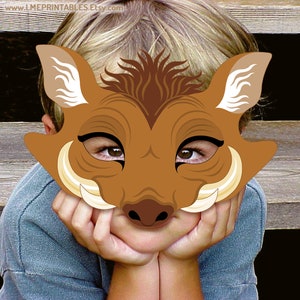 Warthog Mask Printable Costume Safari Africa Animal Wild Boar Carnival ...
