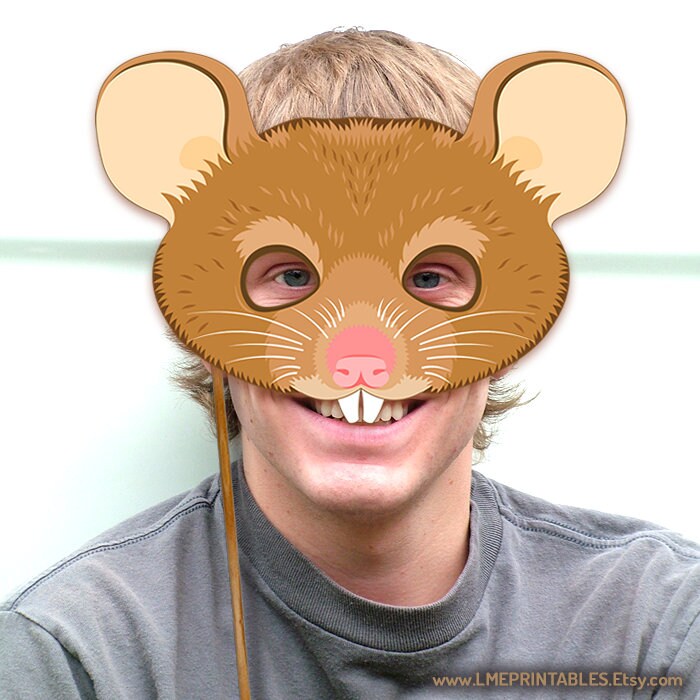 Mouse Mask Printable Halloween Costume Mice Rat Paper Animal Sewer Rat ...