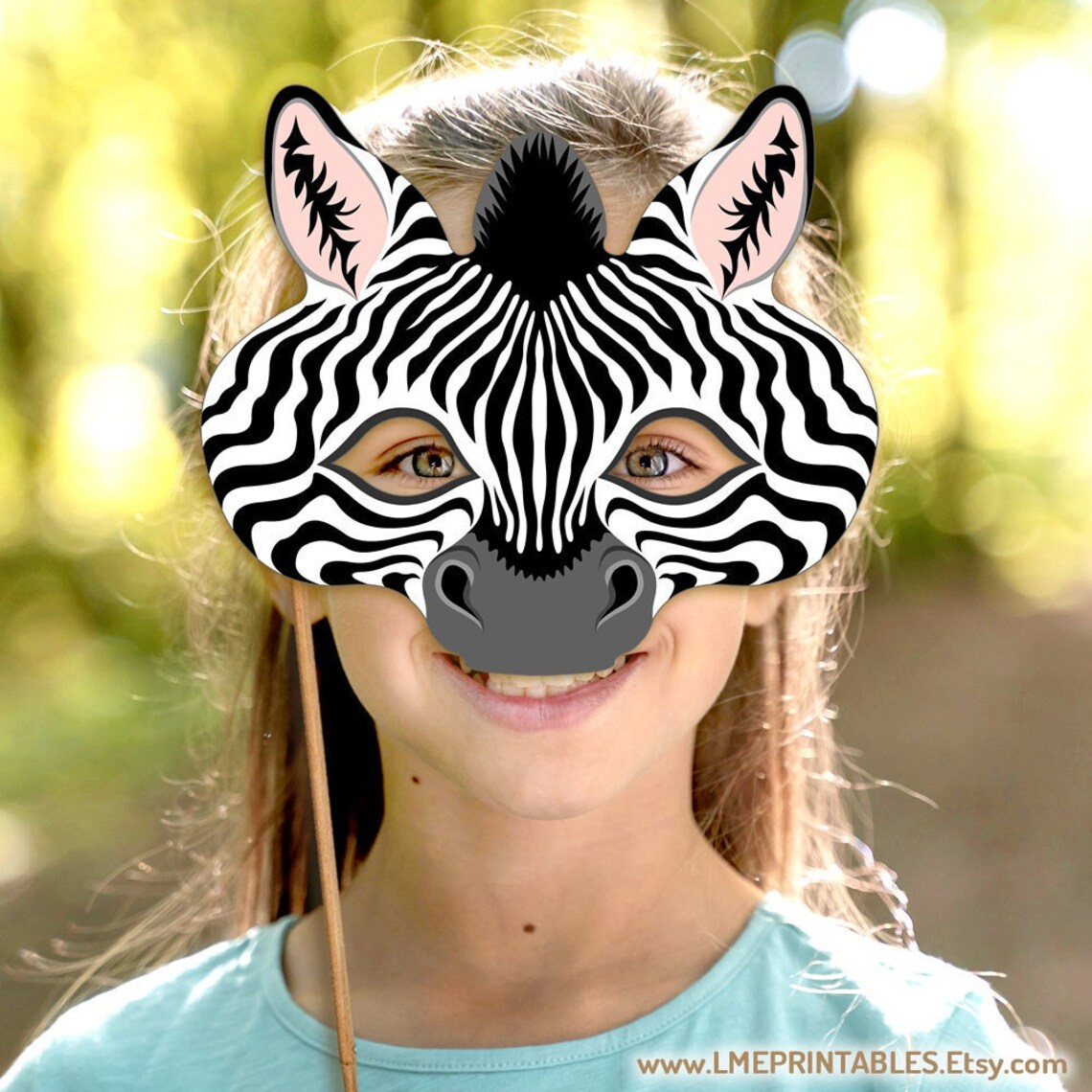 Zebra Mask Printable Animal Party Halloween Safari Costume Jungle PDF ...