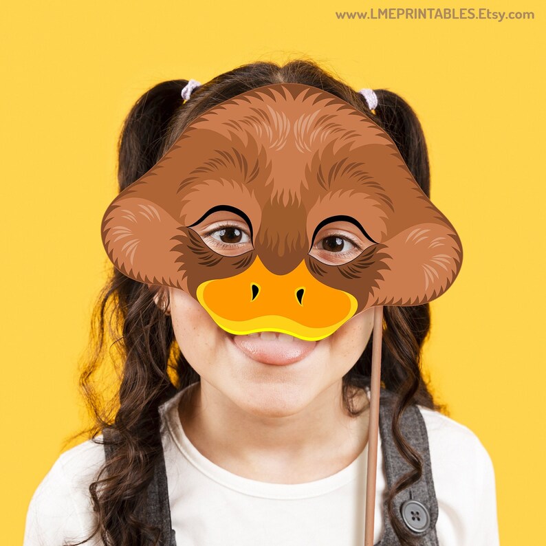 Duck Mask Printable Halloween Costume Mallard Duck Brown Bird Party ...