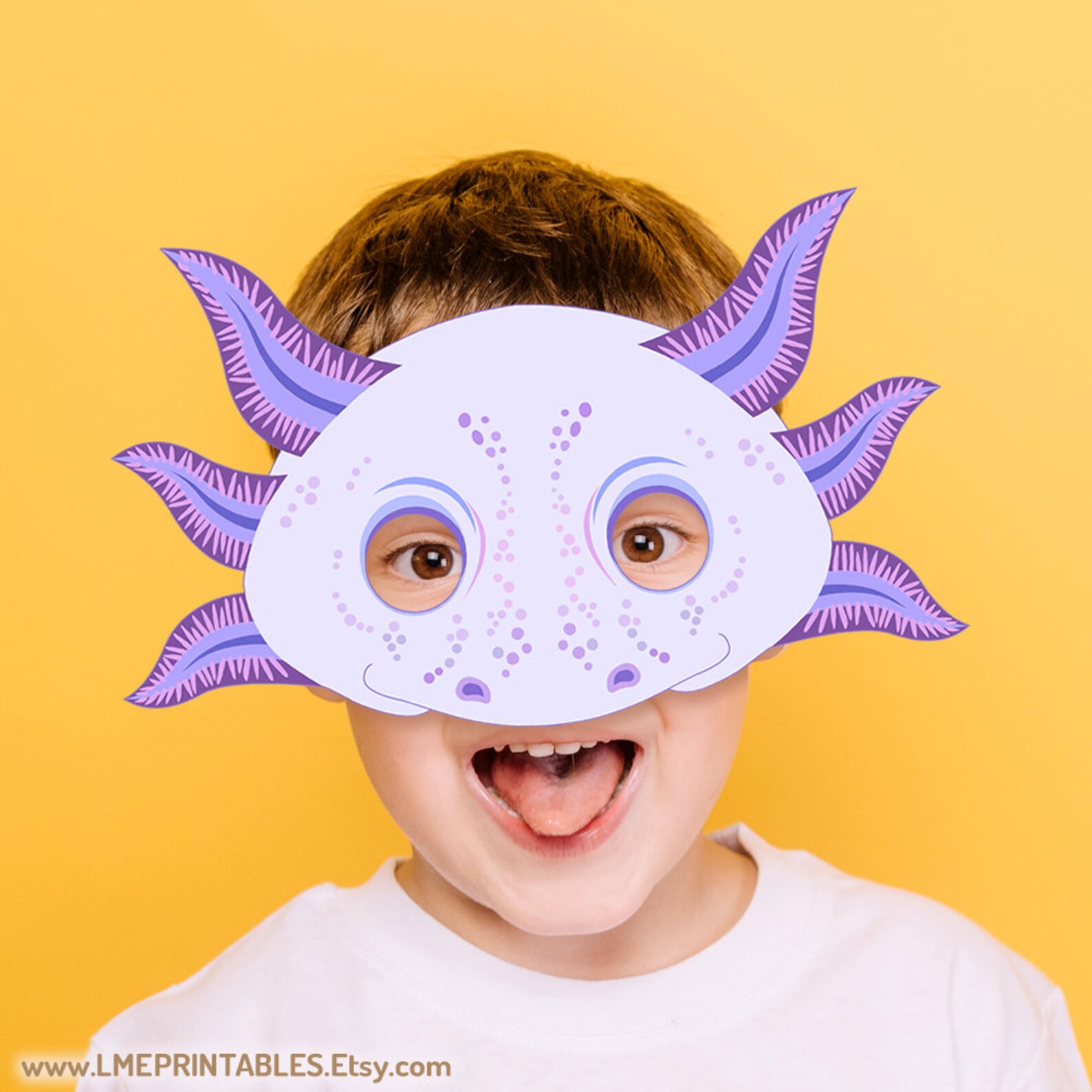 Lavender Axolotl Mask Printable Halloween PDF Paper Costume Template ...