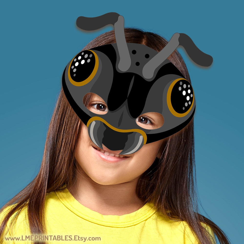 Ant Mask Printable Costume Black Insect Bug Crafts Halloween Activity ...