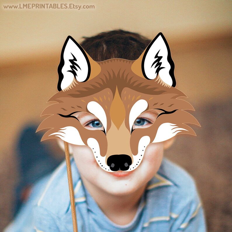 Brown Wolf Mask Printable Halloween Costume Woodland PDF Party Forest ...