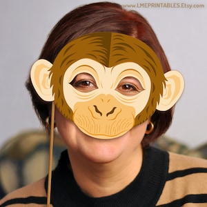Monkey Mask Printable Chimpanzee Animal Costume Carnival Halloween ...