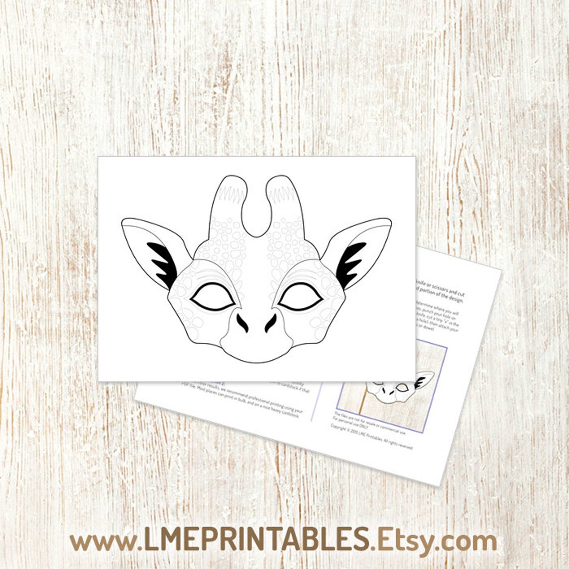 Giraffe Coloring Mask Printable Halloween Costume DIY Safari - Etsy