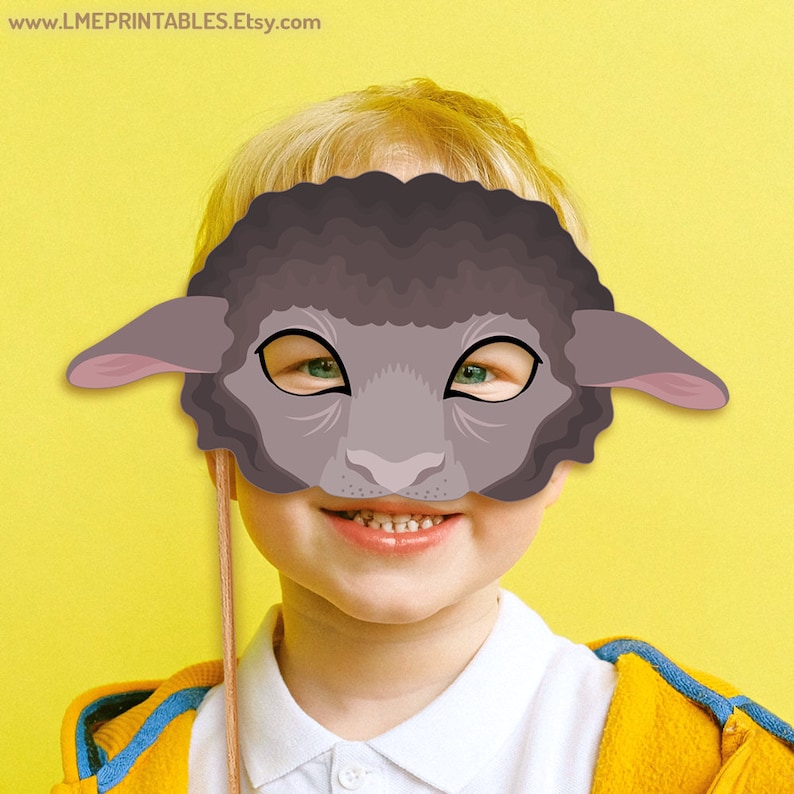 Sheep Mask Printable Grey Costume Halloween Paper Farm Animal Nana ...