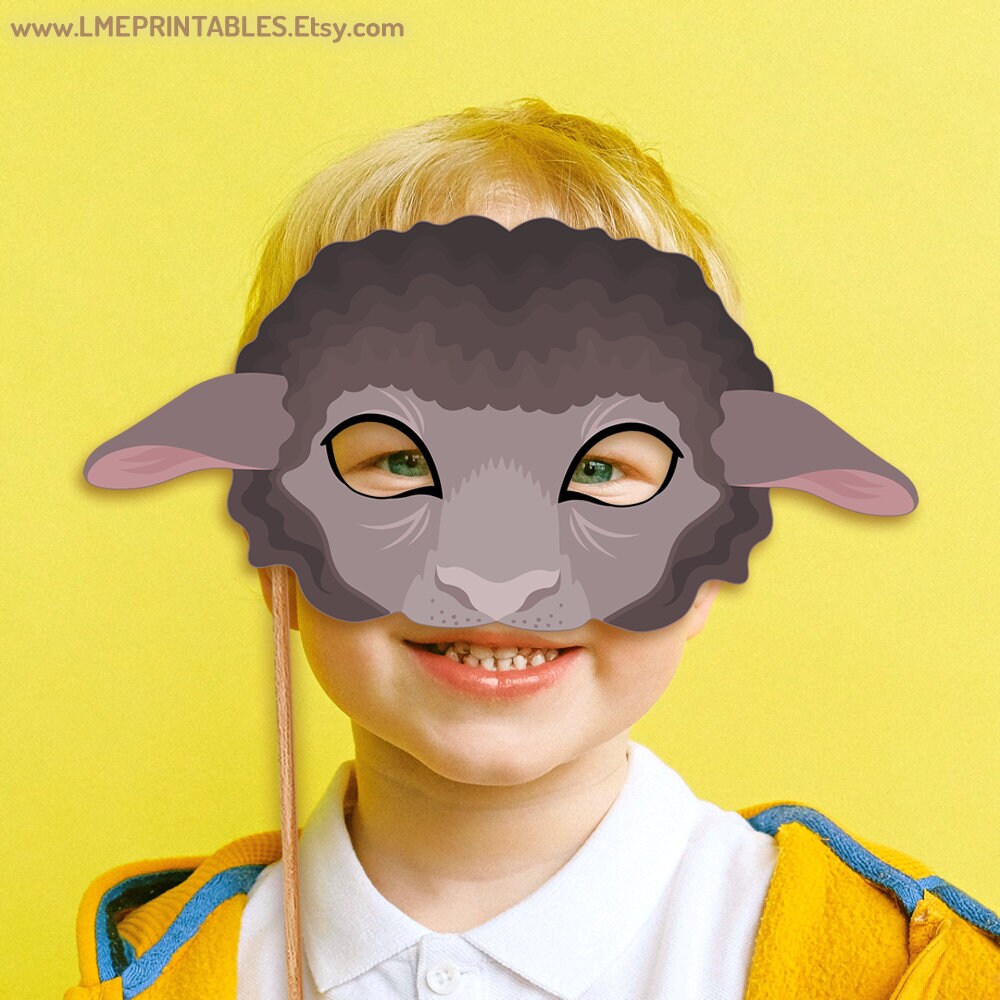 Sheep Mask Printable Grey Costume Halloween Paper Farm Animal Nana ...
