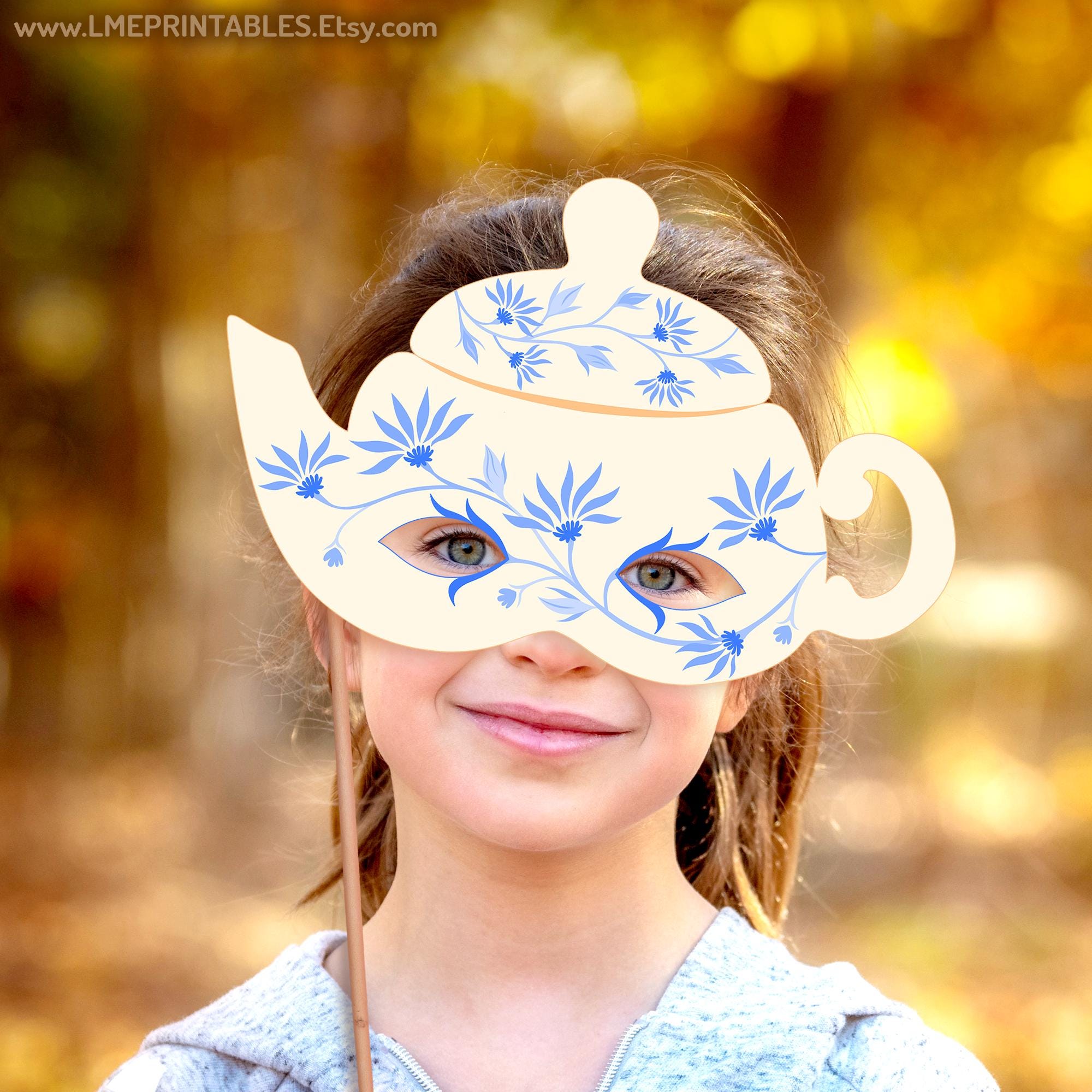 Teapot Mask Printable Tea Party Birthday Costume Favor Game Delft ...