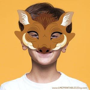 Warthog Mask Printable Costume Safari Africa Animal Wild Boar Carnival ...