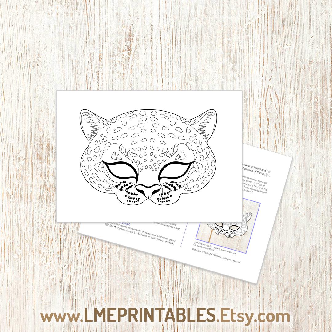 Jaguar Coloring Mask Printable Animal Jaguareté Costume Rainforest ...
