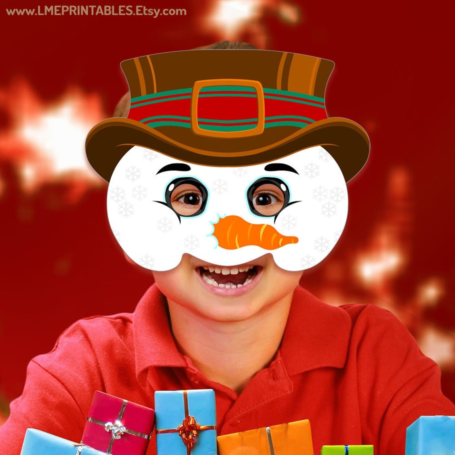 Snowman Mask Printable Halloween Costume Winter Party Snow Man ...