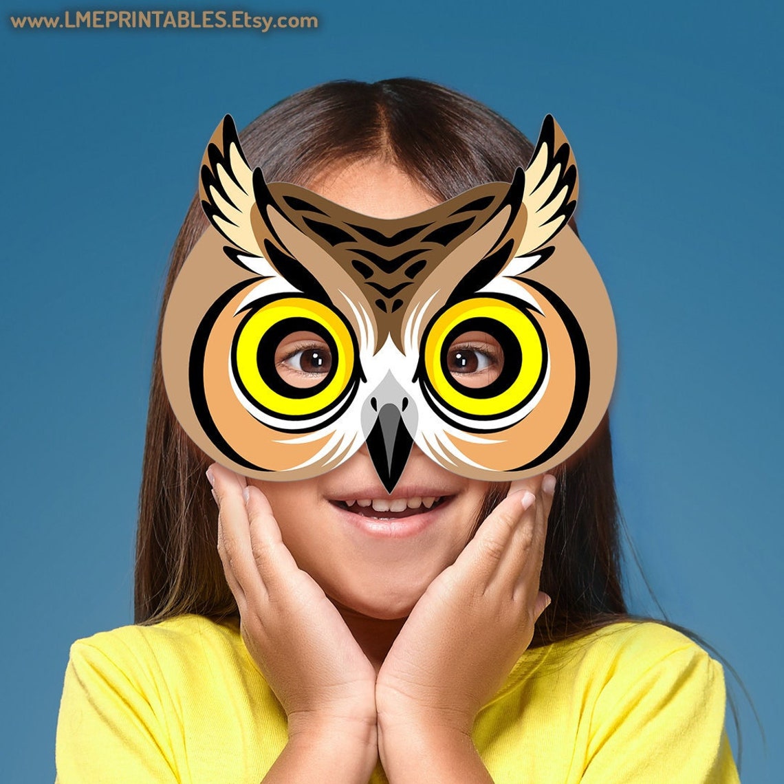 Owl Mask Bird Printable Great Horned Owl Halloween Costume Party Paper ...