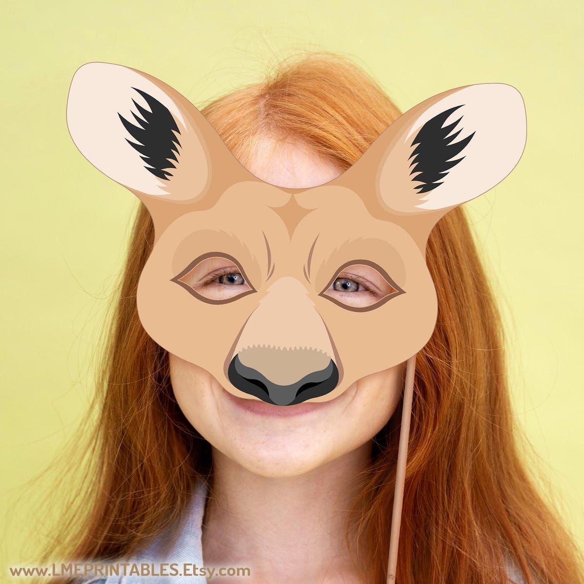 Kangaroo Mask Printable Costume Australia Animal Birthday Party Favor ...