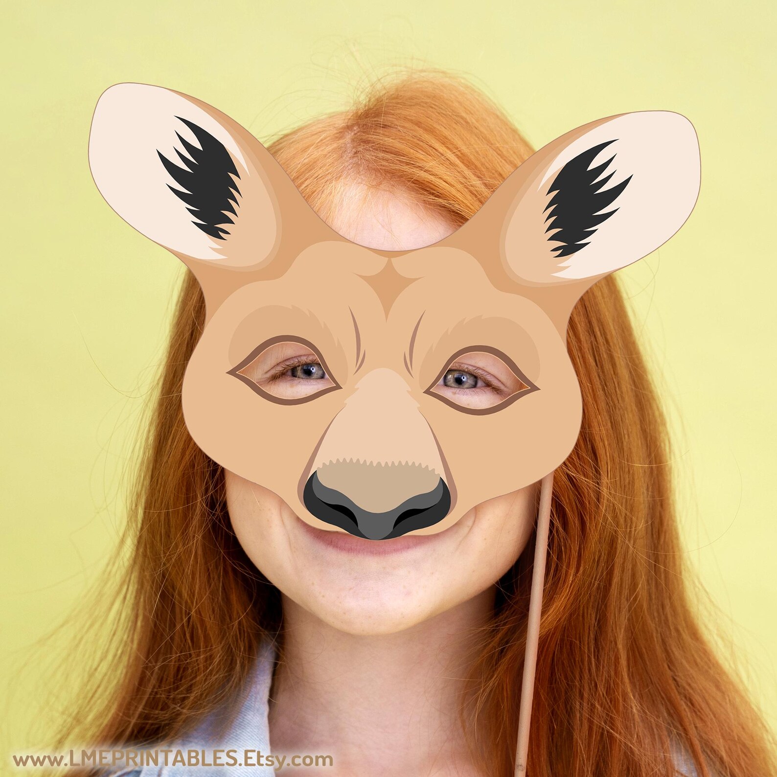 Kangaroo Mask Printable Costume Australia Animal Birthday Party Favor ...