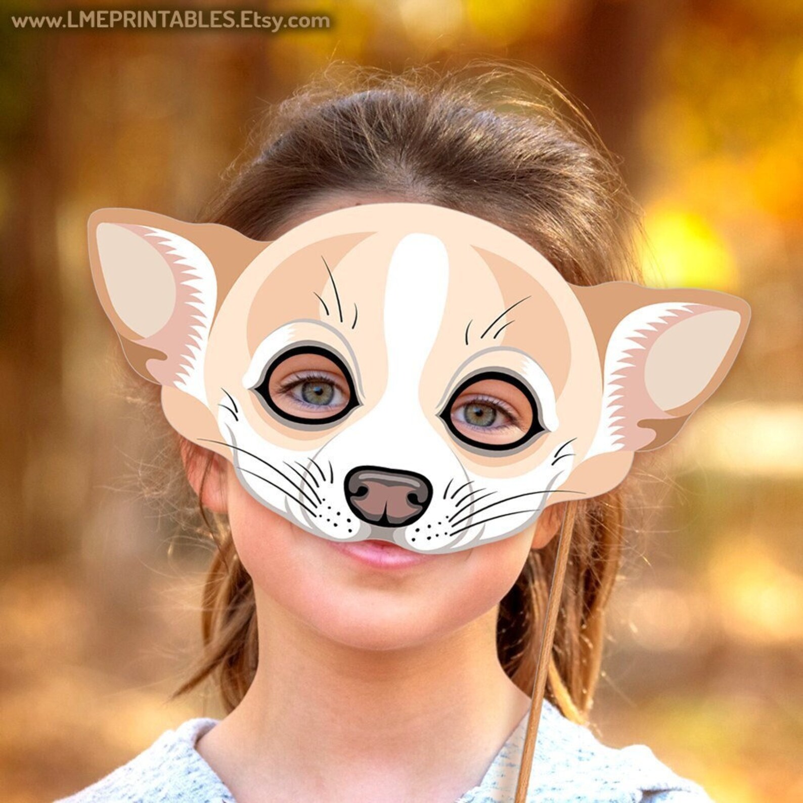 Chihuahua Dog Mask Printable Costume Puppy Animal Halloween Paper Craft ...