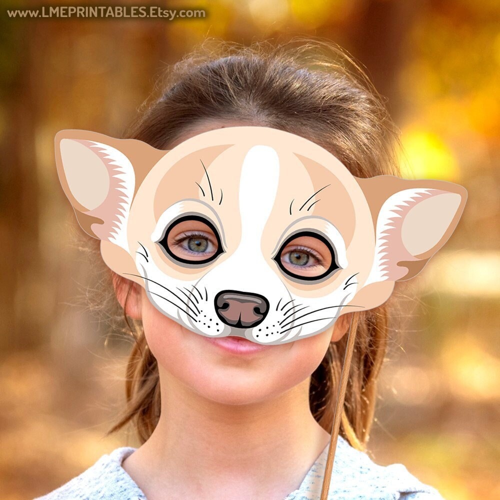 Chihuahua Dog Mask Printable Costume Puppy Animal Halloween Paper Craft ...