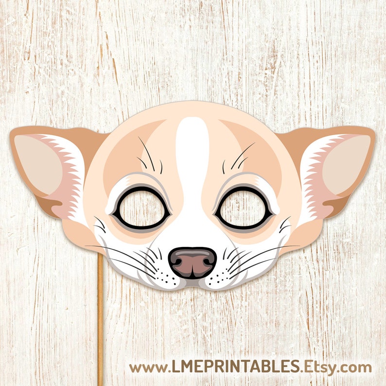 Chihuahua Dog Mask Printable Halloween Costume Puppy Animal Paper Craft ...