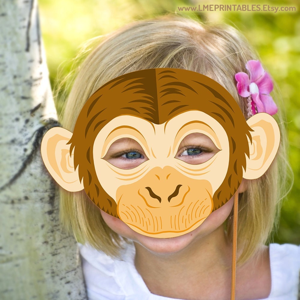 Monkey Mask Printable Animal Chimpanzee Masks PDF Halloween - Etsy