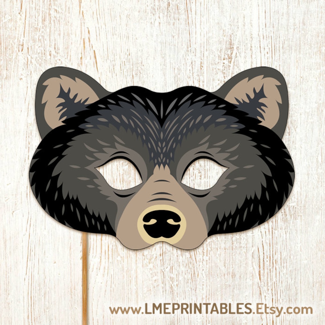 Black Bear Mask Printable Halloween Costume Woodland Animal - Etsy