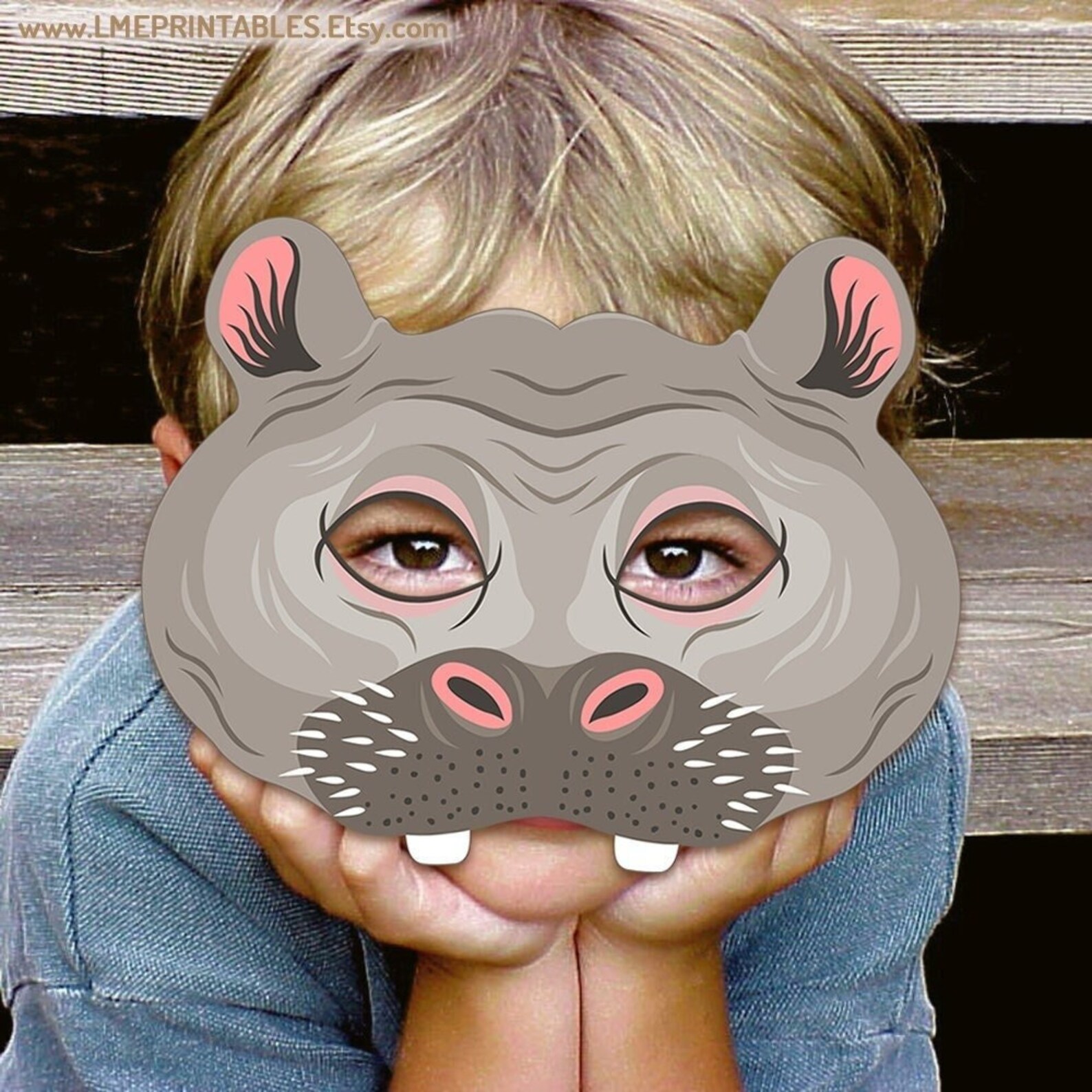 Hippo Printable Mask Hippopotamus Halloween Costume Pool Party - Etsy