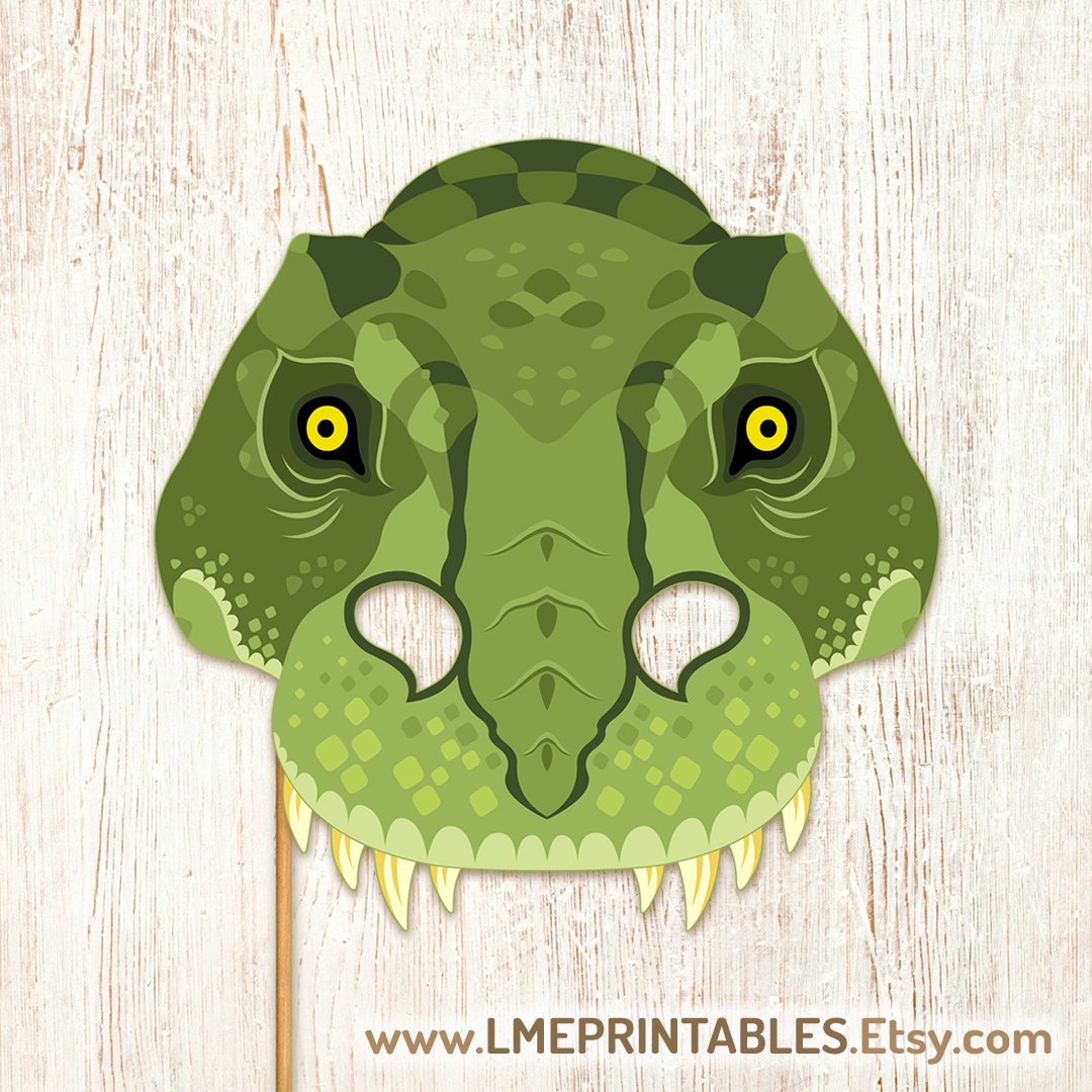 T-rex Mask Printable Dinosaur Dragon Costume Prehistoric Animal Green ...