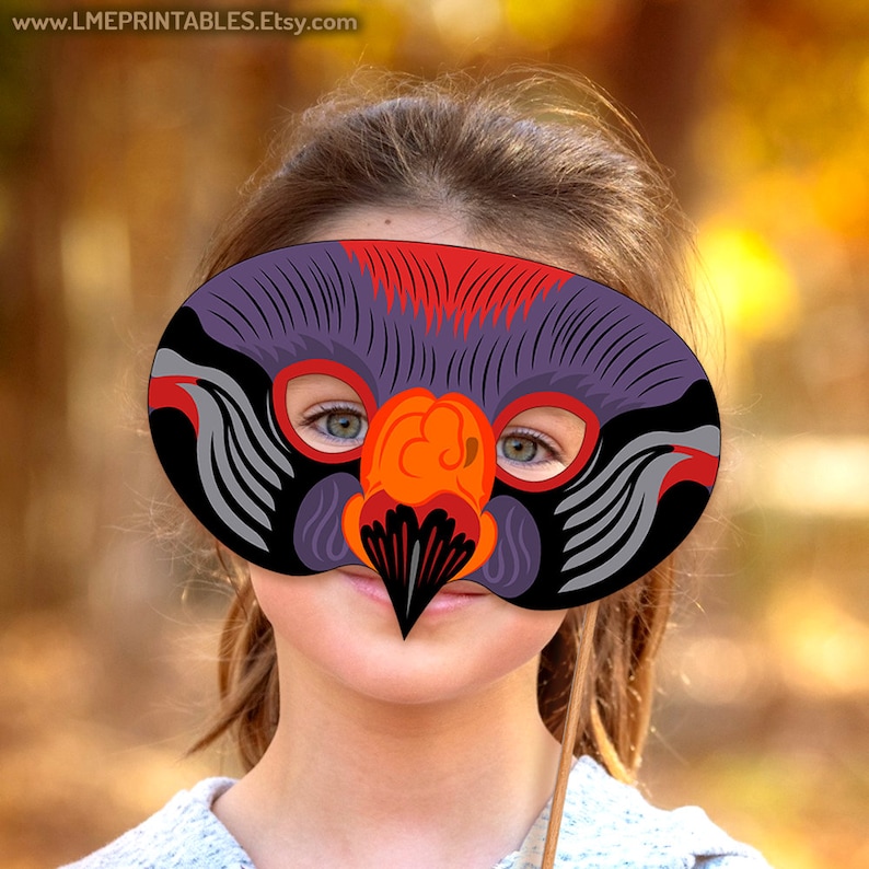 King Vulture Mask Printable Halloween Costume Animal Bird Prey Paper ...