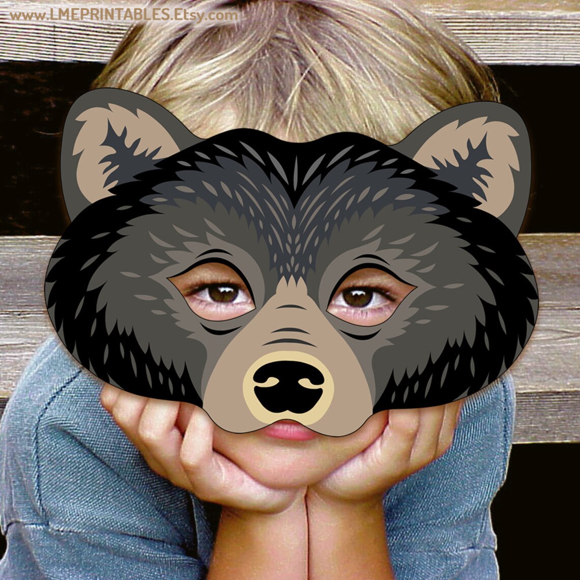 Black Bear Mask Printable Halloween Costume Woodland Animal - Etsy