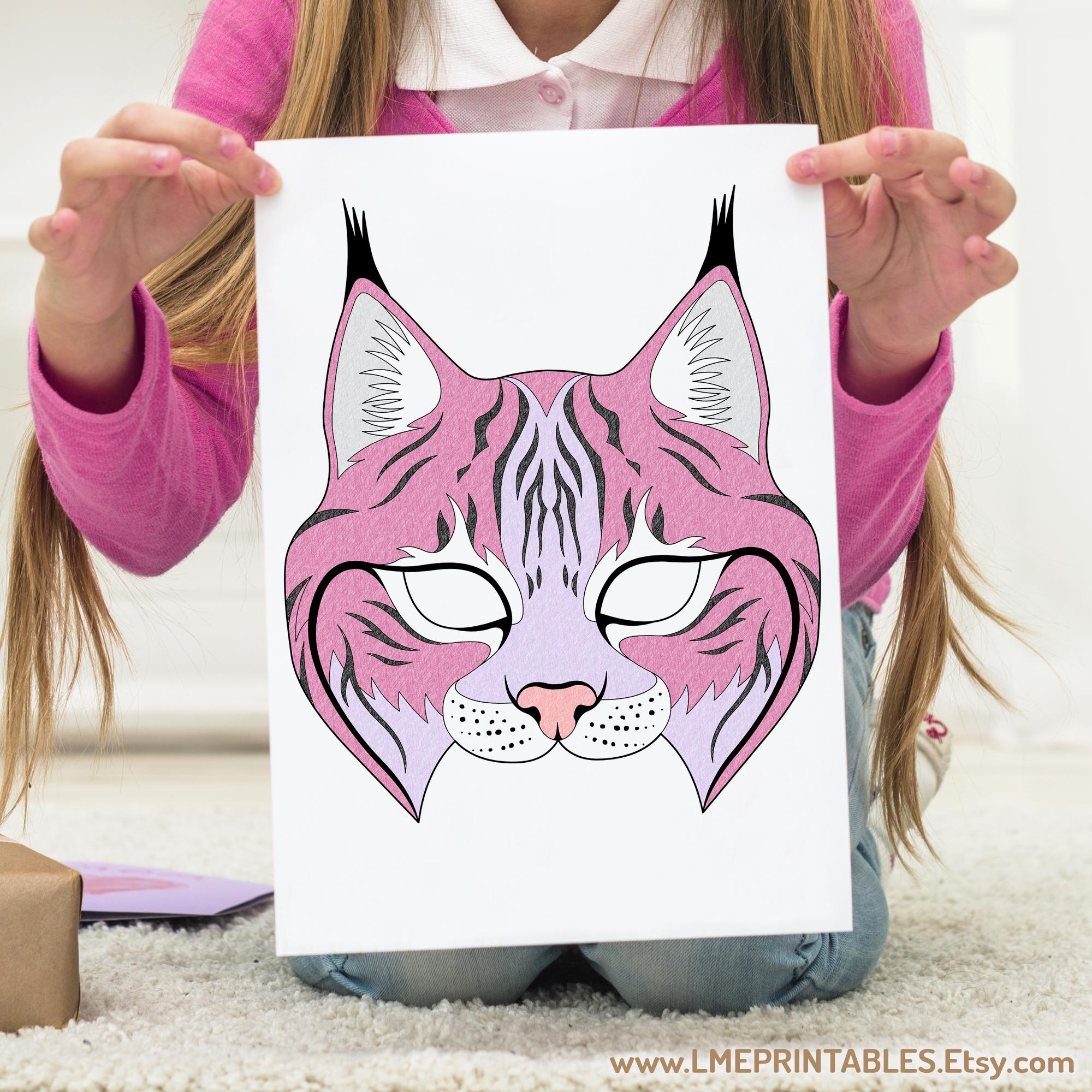 Lynx Coloring Mask Printable Costume Halloween Animal Masks Bobcat Kid ...