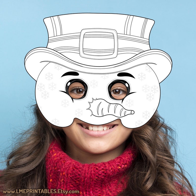 Snowman Coloring Mask Printable Costume Christmas Party Activity ...