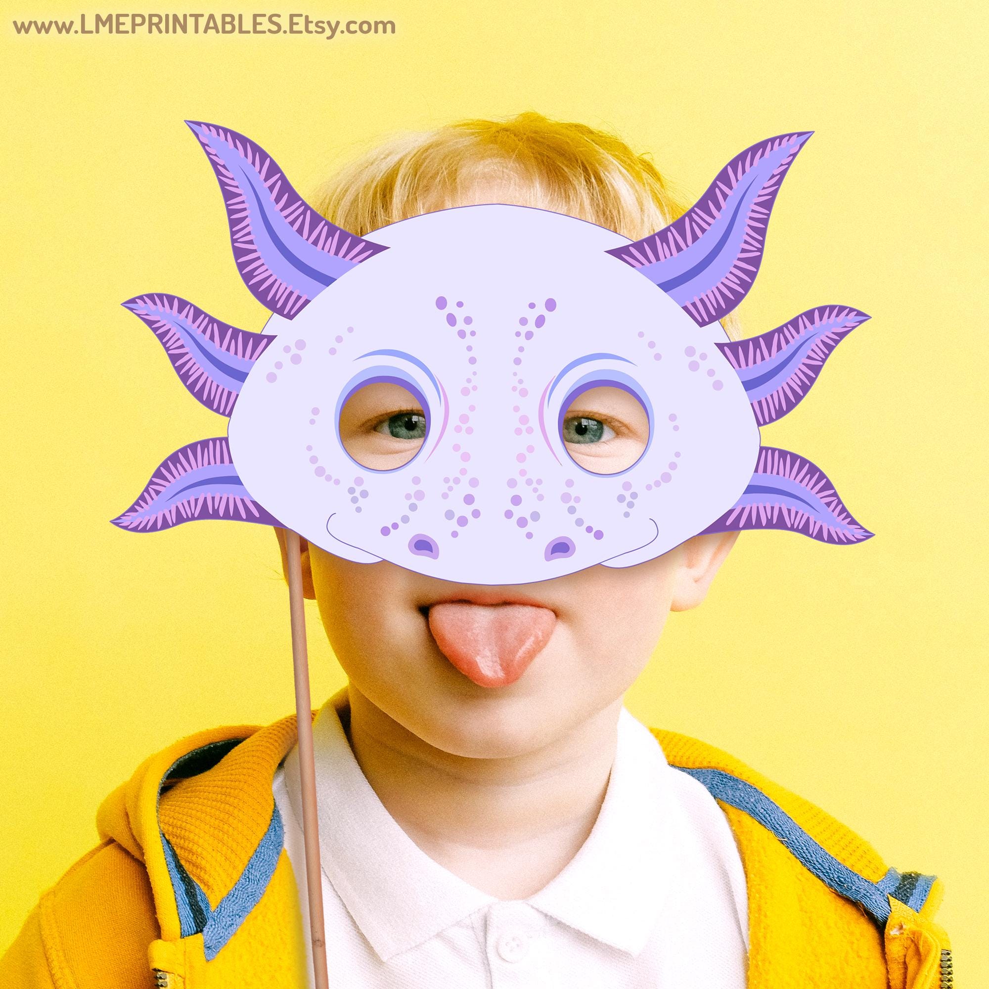 Lavender Axolotl Mask Printable Halloween Costume Template Purple ...