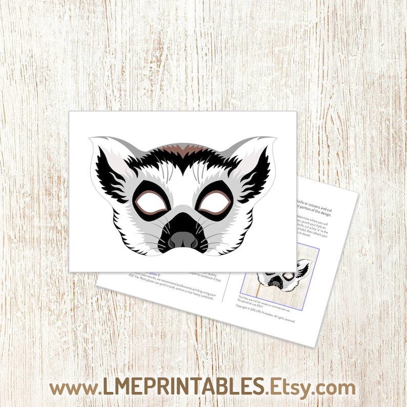 Lemur Mask Printable Halloween Costume Monkey Primate Animal Mask Aye ...