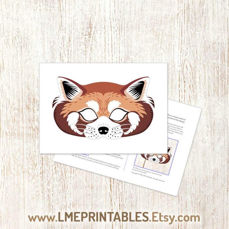 Red Panda Mask Printable Halloween Costume Asian Animals Masks - Etsy ...