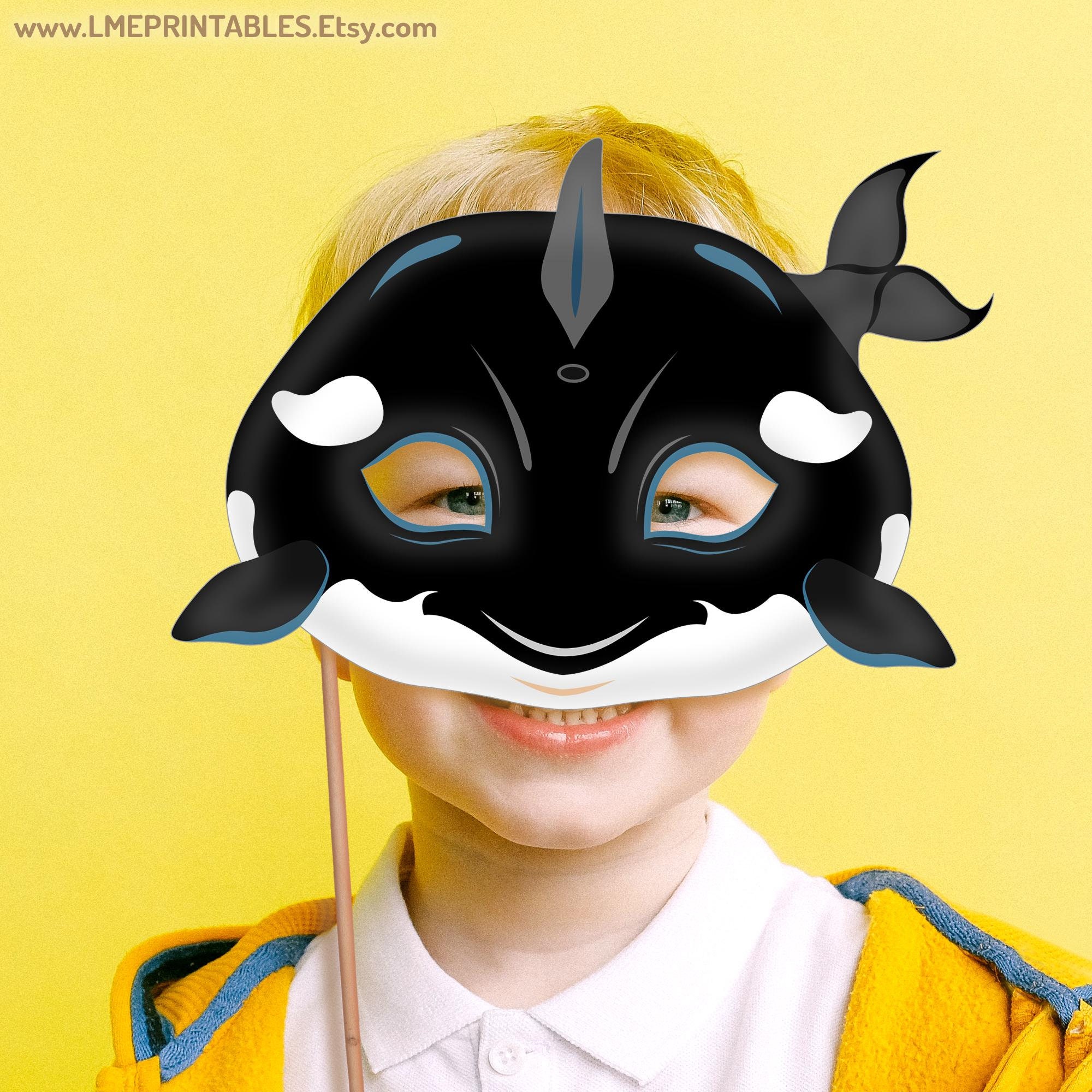 Orca Printable Mask Costume Cetacean Pool Party Favor Beach Sea Animal ...