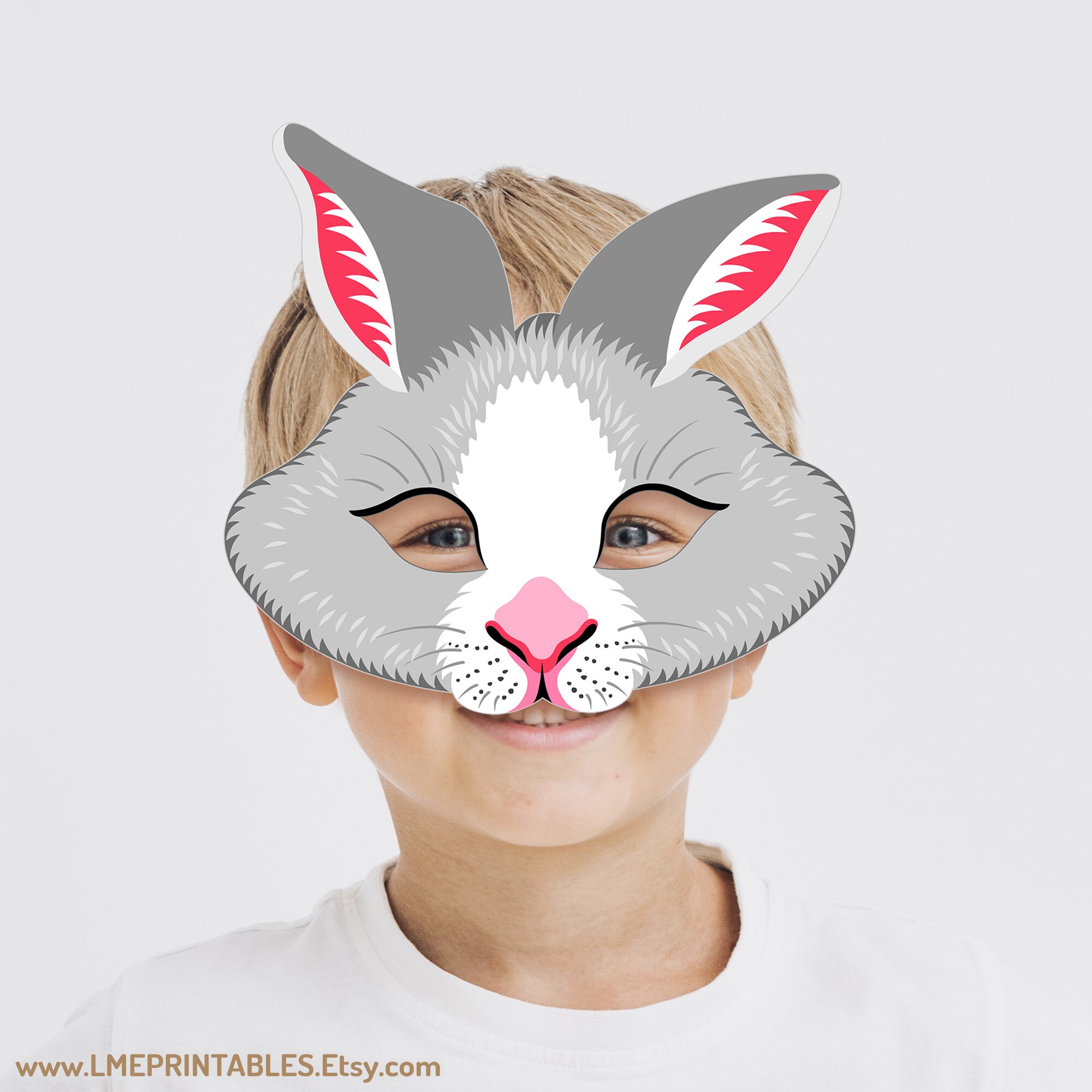 Gray Rabbit Printable Mask Bunny Netherland Easter Halloween Paper ...