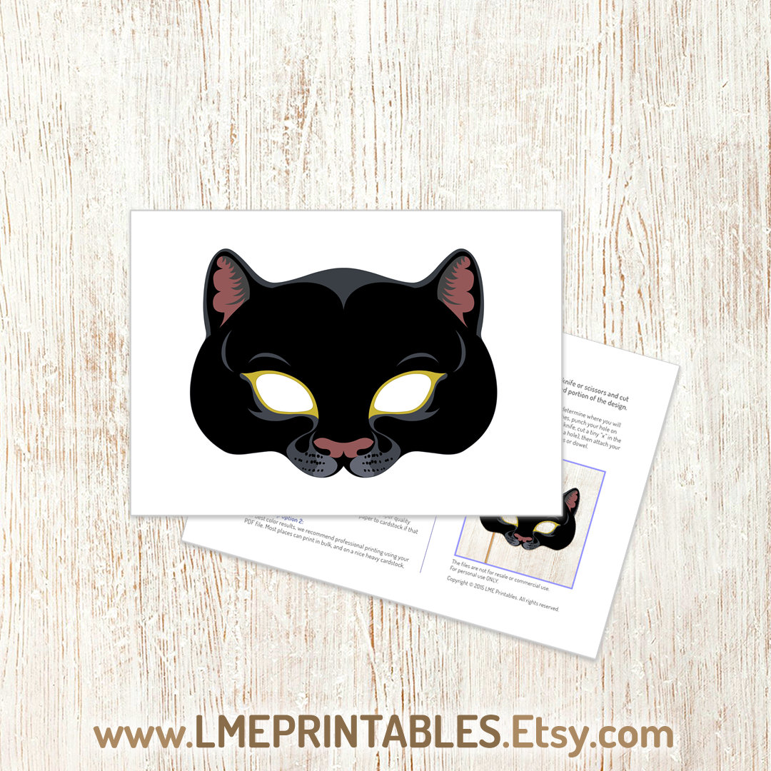Panther Mask Printable Halloween Animal Costume Kid Adult Cat Black ...
