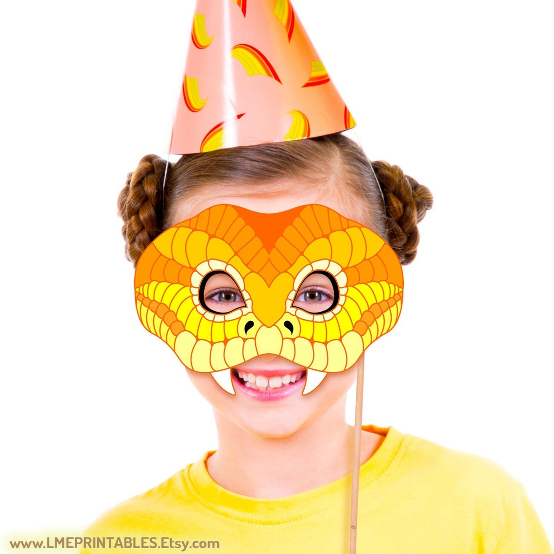 Yellow Orange Snake Printable Mask Halloween Costume Reptile Lizard ...