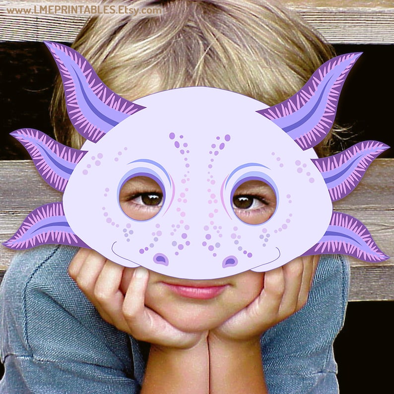 Lavender Axolotl Mask Printable Halloween PDF Paper Costume Template ...